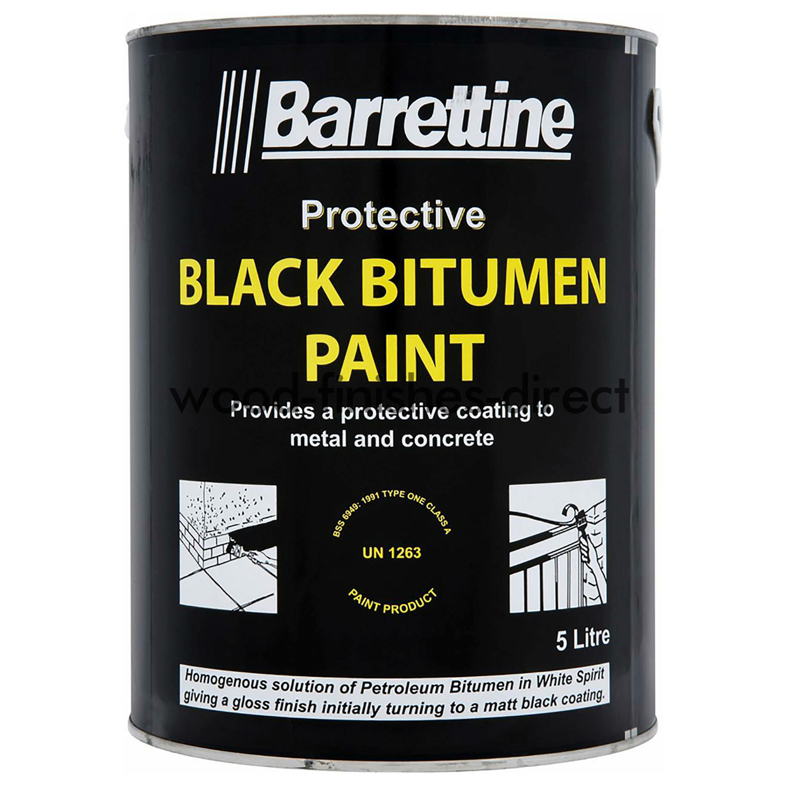 Barrettine Black Bitumen Paint - 1L & 5L - For Metal, Concrete & Wood ...