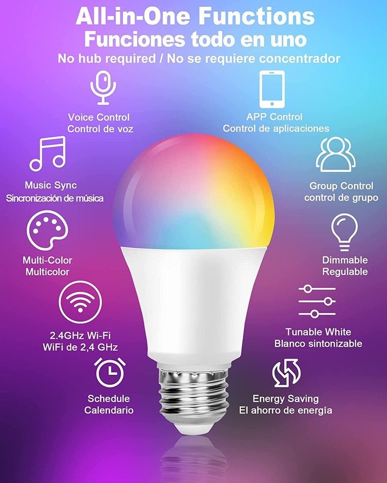 Smart Light Bulbs, Color Changing LED Bulbs for Alexa and Google ...