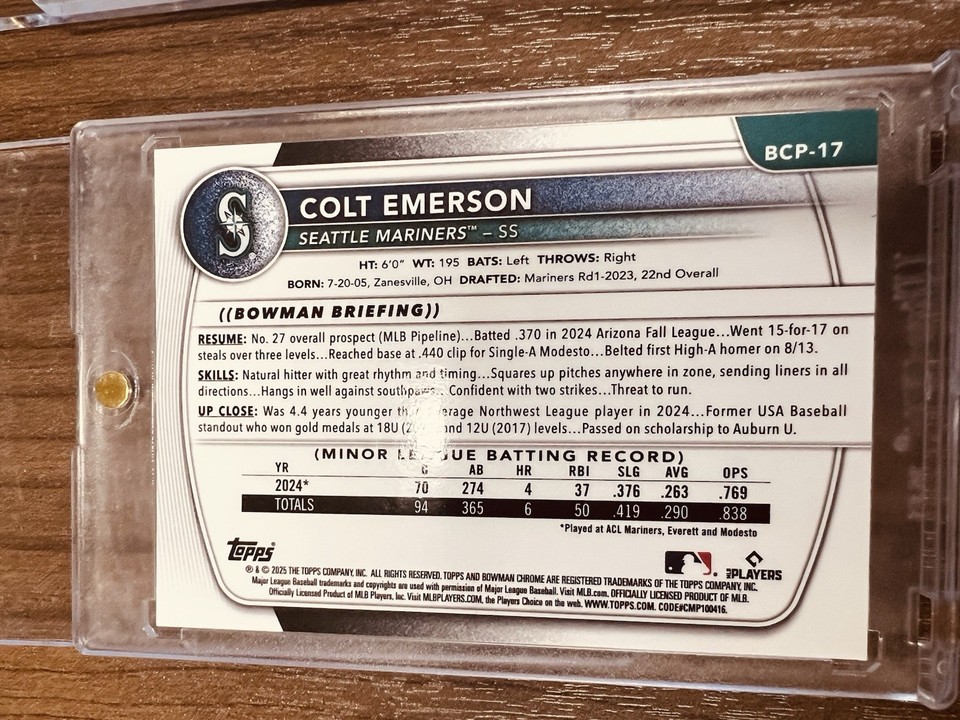 2025 Bowman Chrome Sapphire Yellow /75 Nick Kurtz, Colt Emerson, Roman ...