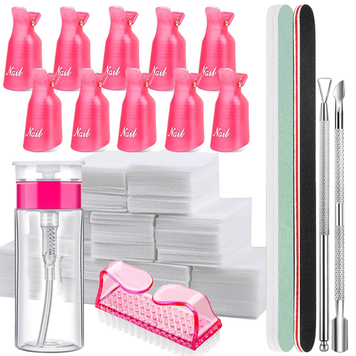 Nail Polish Gel Remover Tools Kit with Nail Clips, 100Ml Nail Polish ...