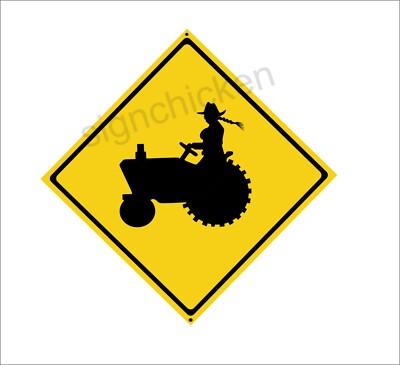 TRACTOR GIRL, CROSSING / CAUTION SIGN / LADY, DECOR, FARM, FARMER ...