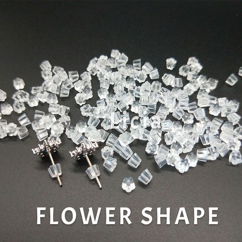 Flower Shape Rubber Earring Post Back Ear Nut Stopper Hypoallergenic ...