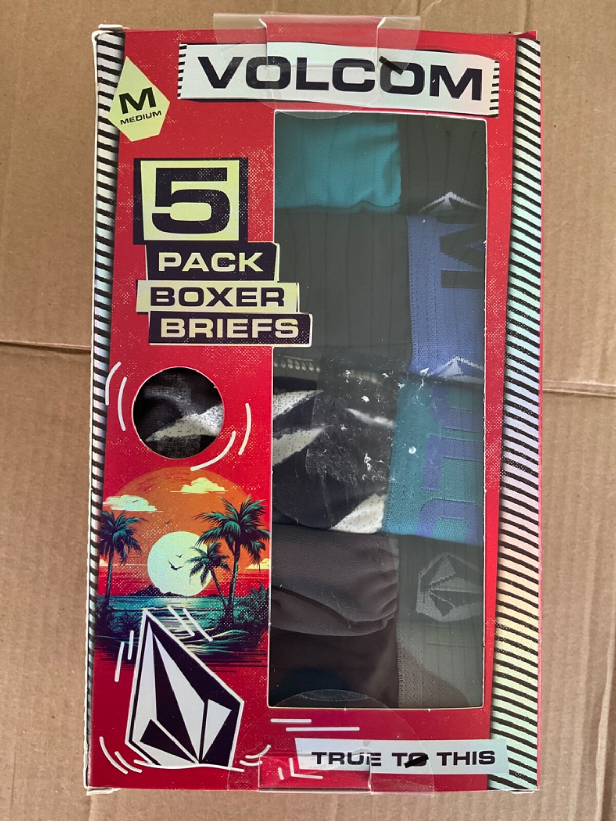 Volcom 5 Pack Boxer Briefs 5.5 inch Inseam New Men Green Black Gray ...