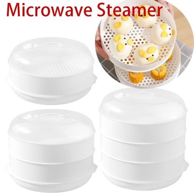 Round With Lid Plastic Steamer Microwave Special Oven Steamer Cooking ...