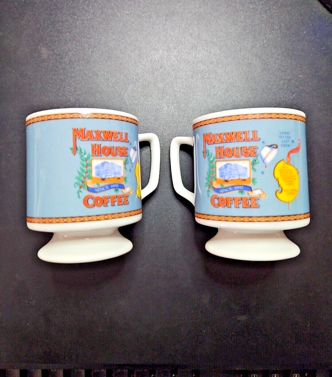 Vintage Maxwell House Coffee Cups 6 oz Mugs 1970s Pedestal Footed Small ...