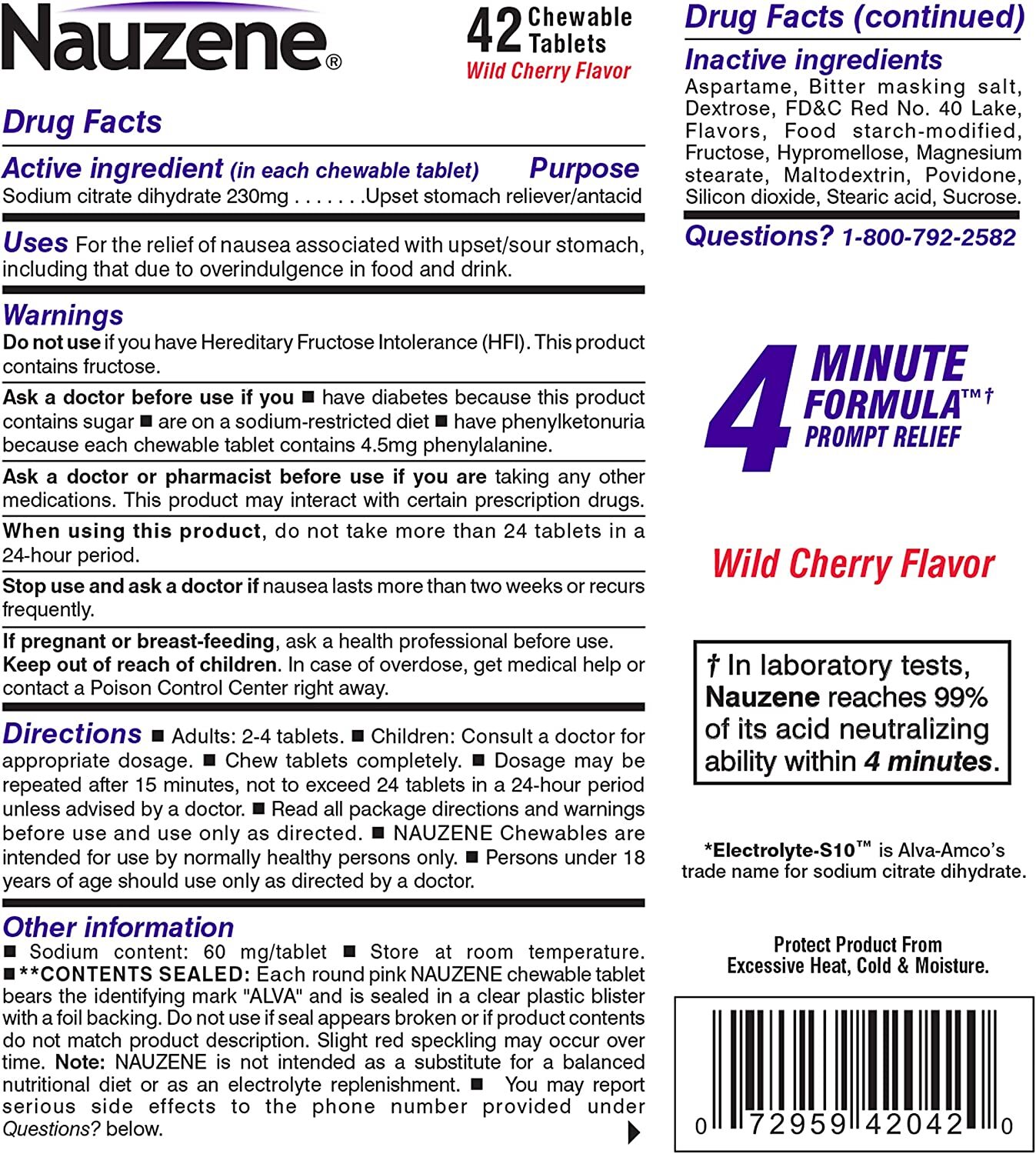 Nauzene Nausea Relief Chew Tablets Cherry Flavor, 42 Ct ( 2 pack ...