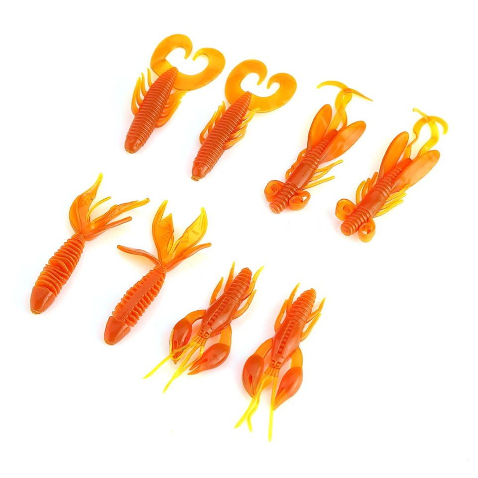 (Orange)25pcs Silicone Crawfish Worm Lure Bait For Carp Bass Fishing ...