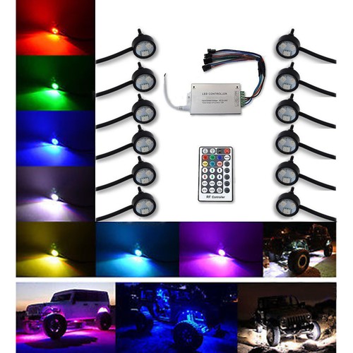 Multi-Color Changing LED Shift RGB SMD Rock Light Set of 12 For Jeep ...