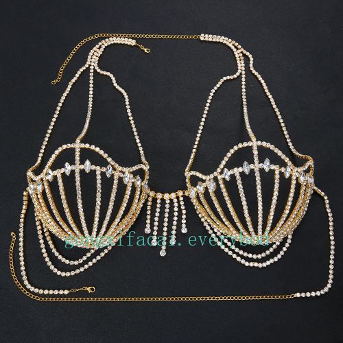 Bikinis Rhinestone Bra Chain Chest Accessories Nightclub Crystal Body ...