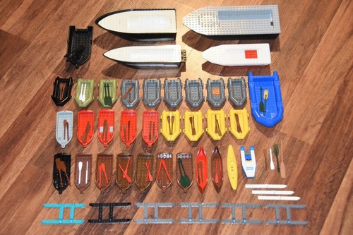 Big Lot of LEGO BOATS rafts canoes kayaks paddles oars skis pieces ...