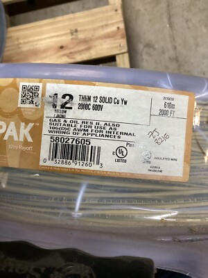 40lb.. Of Southwire THHN #12 Solid Copper Yellow Wire (2000ft 52lb ...