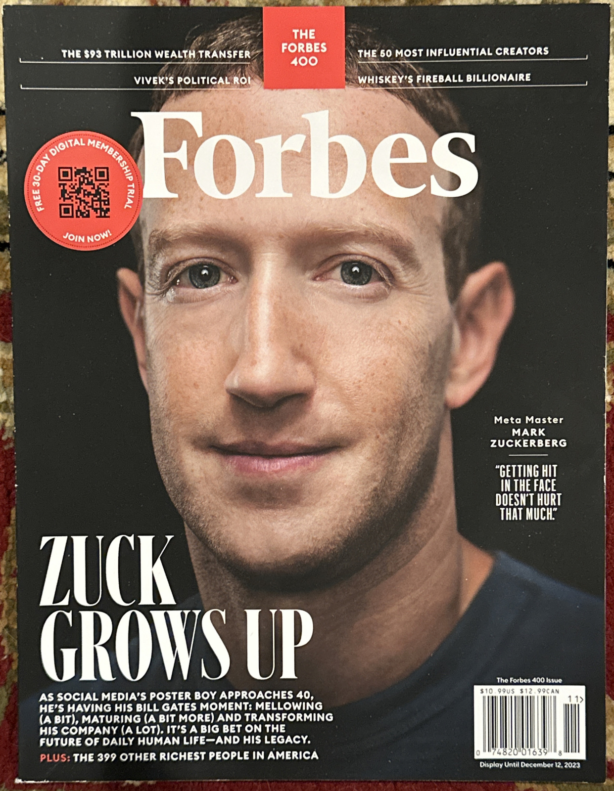 Forbes October November 2023 Mark Zuckerberg Forbes 400 Issue | eBay
