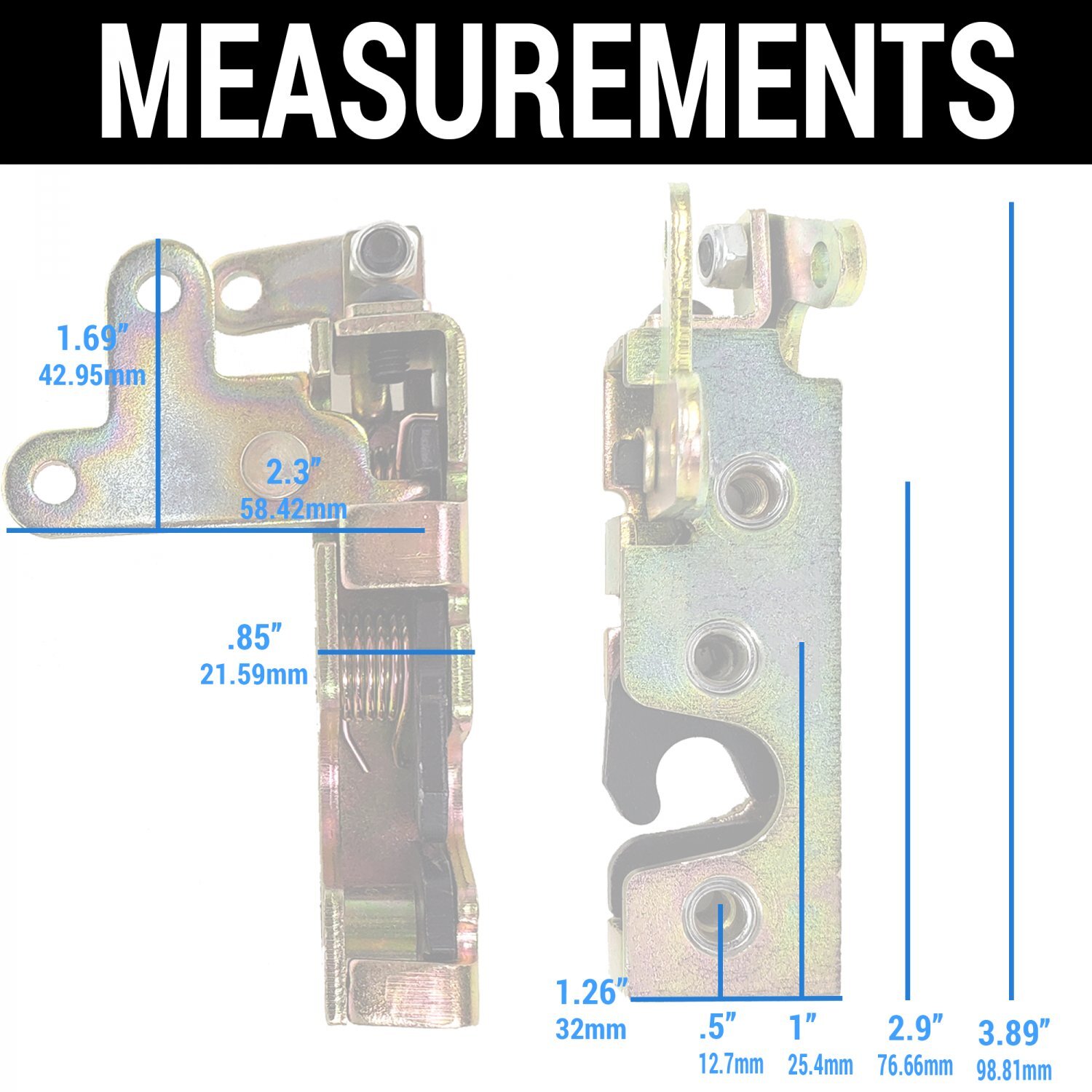 Autoloc Small Slimline Locking Bear Claw Jaw Car Door Latch Set w ...