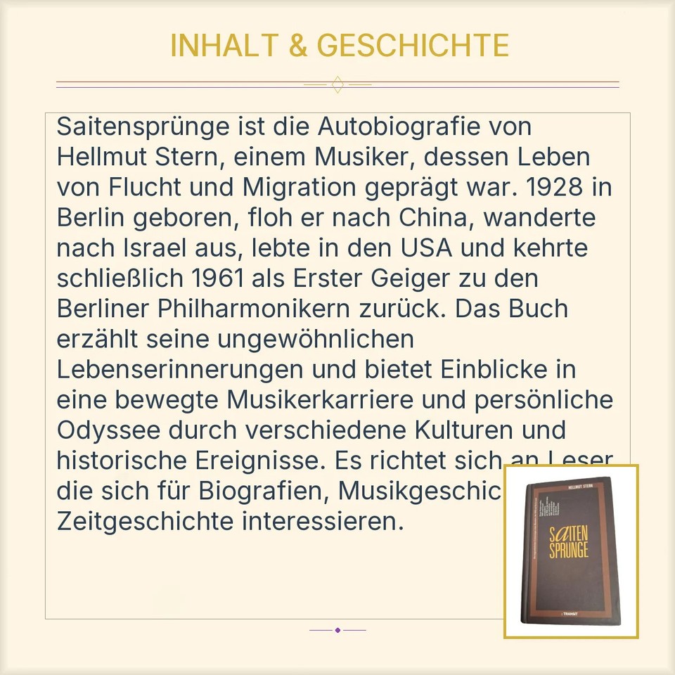 Saitensprünge Hellmut Stern Autobiografie Hardcover Musiker ...