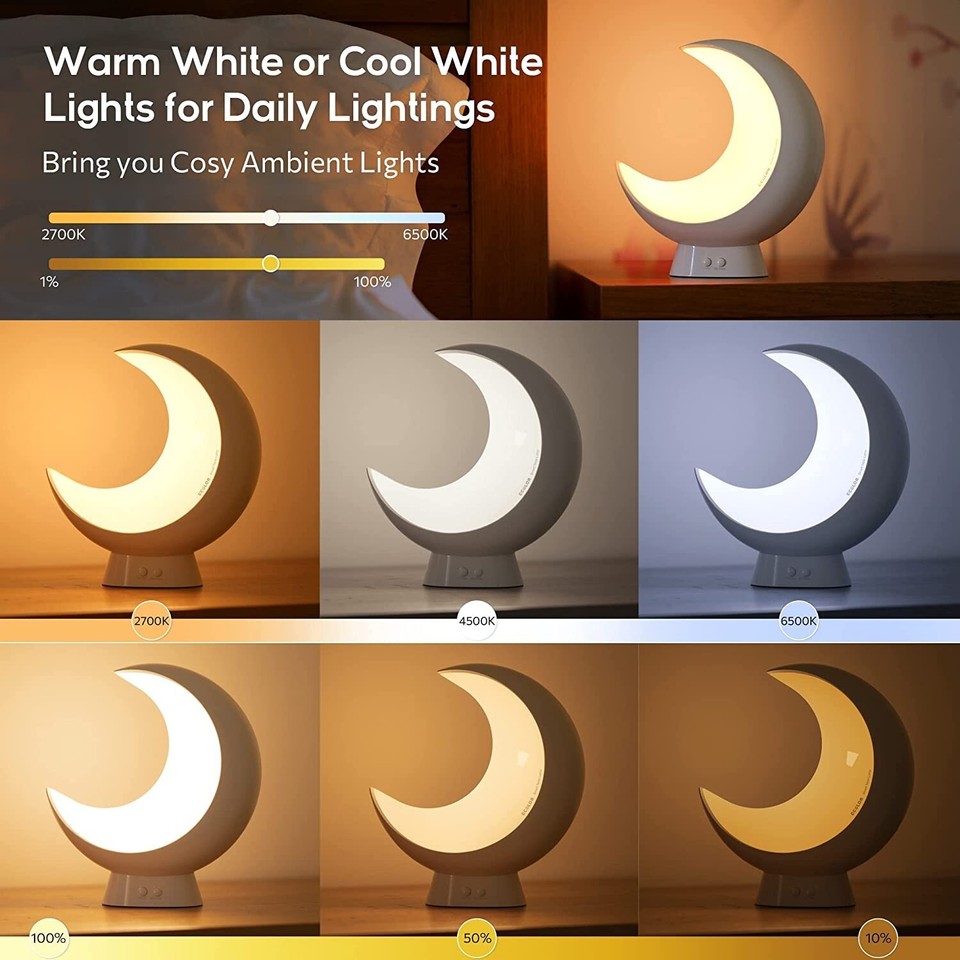 Ecolor LED Night Light Smart Dimmable Moon Lamp Android App Control for ...