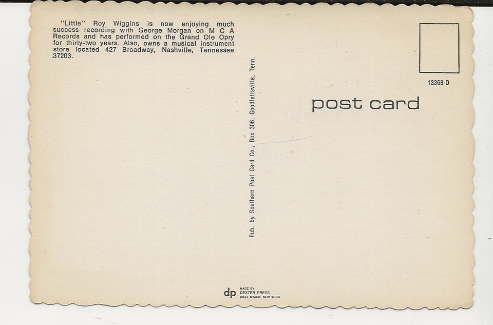 Postcard: Little Roy Wiggins, Grand Ole Opry Performer | eBay