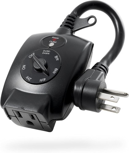 GE Sensing Timer, Plug-in, Outdoor, Weather Resistant, Dusk to Dawn ...