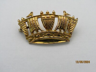 Royal Navy 9ct Solid Gold Nautical Crown Brooch James William Benson 3. ...