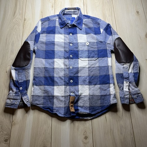 Maroon Bell Elbow Patch Flannel Shirt Outdoor Glacier Blue Mens Size ...