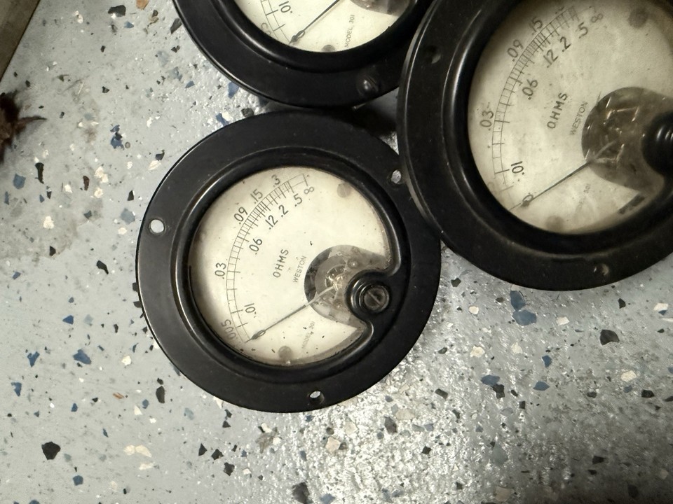 3x Lot 1940-50s Weston Electrical Instrument Co. Panel Ohm Meters Model ...