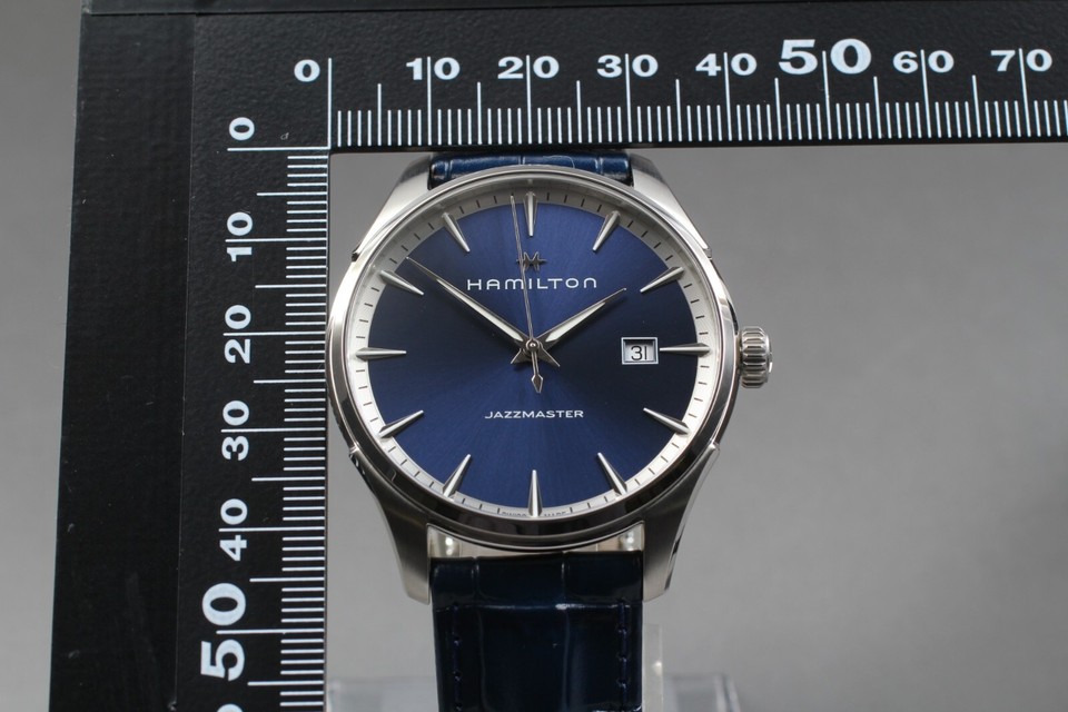 [TOP MINT in BOX] HAMILTON JAZZMASTER H324510 Blue Mens Qz Watch From ...