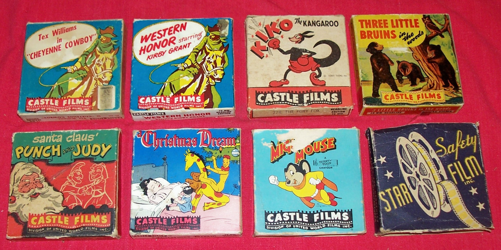 8 Vintage 16mm Castle Films Cartoons Mighty Mouse Kiko Old Western Tex ...