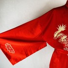 Bright Red Silk Long Kimono Robe sz XL with Gold Embroidered Dragon ...