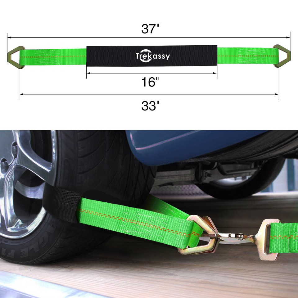 4 Axle Straps Car Trailer Hauler Ratchet Tie Down Strap Towing Tire ...