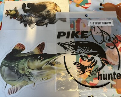 PIKE FISHING FISHING BOX / 3 X CAR WINDOW DECALS PIKE FISHING DECALS ...