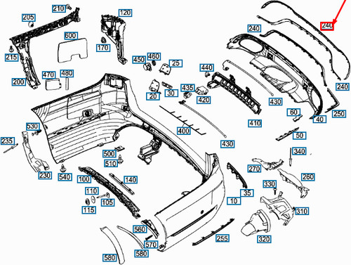 NEW MERCEDES-BENZ E W213 AMG REAR BUMPER CENTRAL MOLDING A2138856901 ...