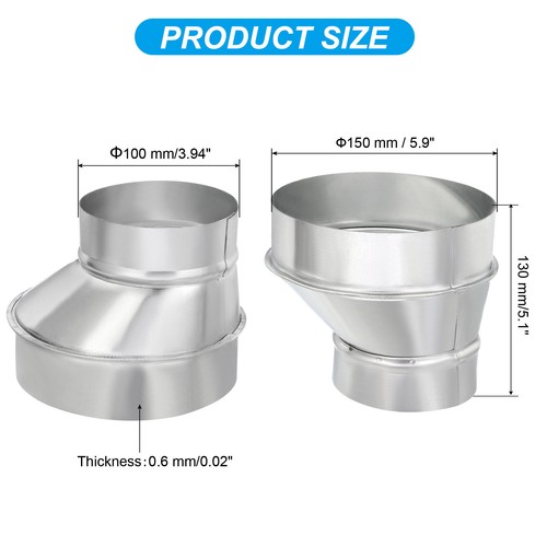 6" to 4" Eccentric Duct Reducer Galvanized Iron Ducting Connector | eBay