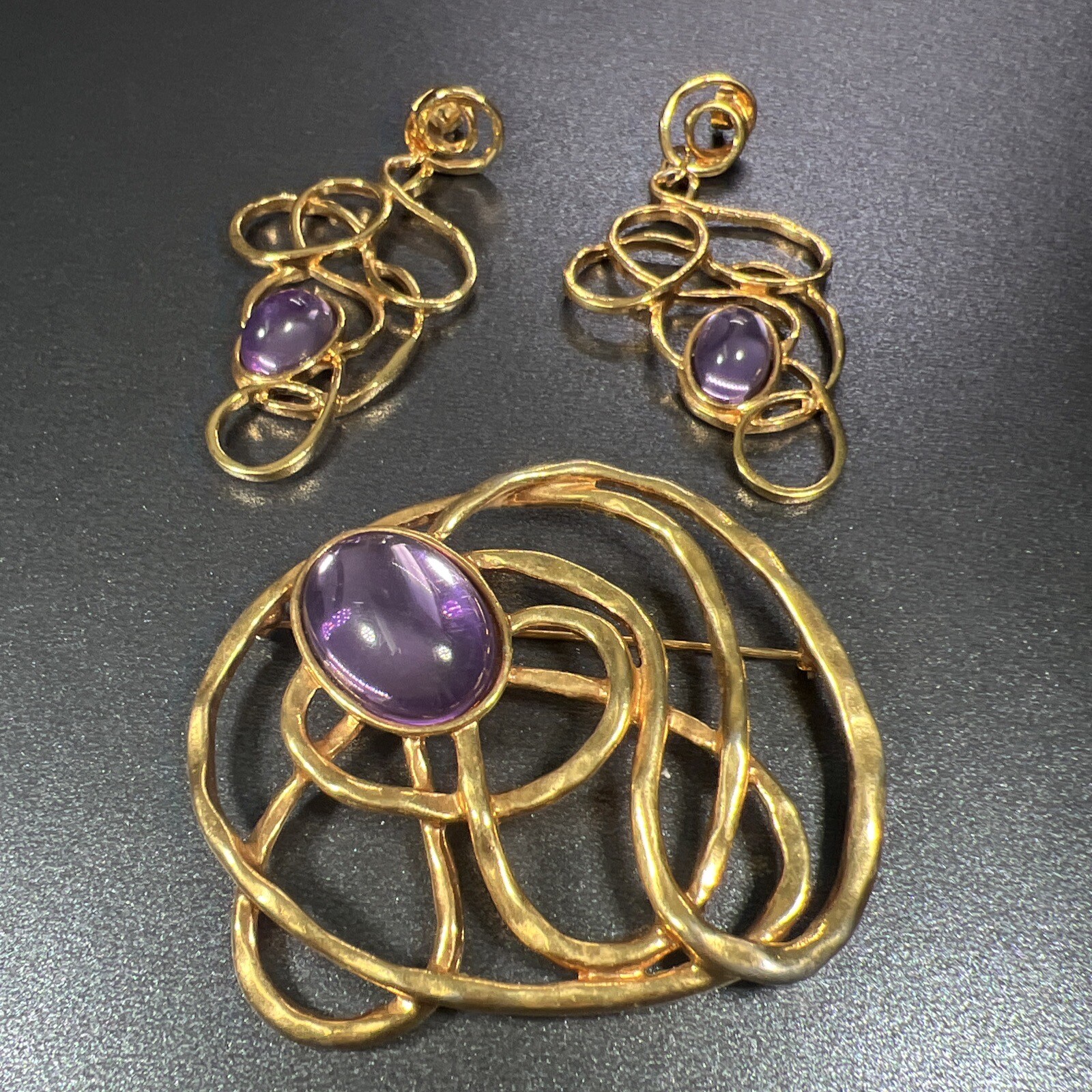 Vintage Avon Jewelry Set Brooch And Earrings Modernis… - Gem