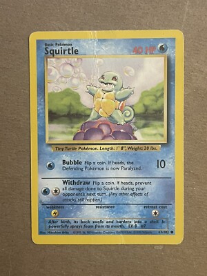 Squirtle 63/102 Shadowless Common Base Set Pokemon Card HP/DMG | eBay