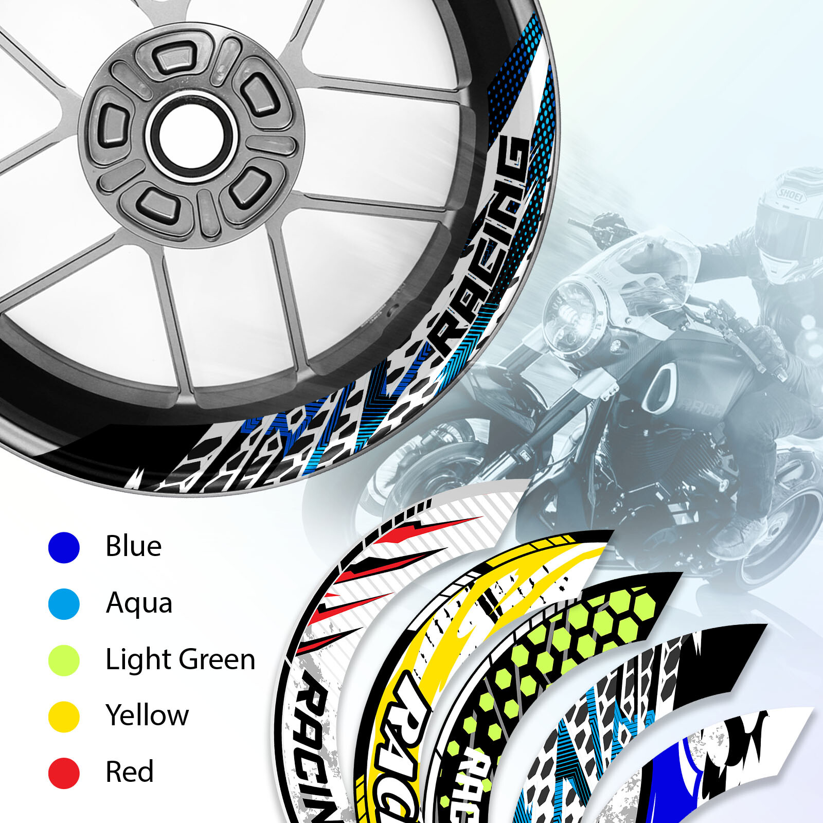 Aqua Rim Stickers Motorcycle S23W For Kawasaki Z400 Z650 Z900 17 18 19 ...