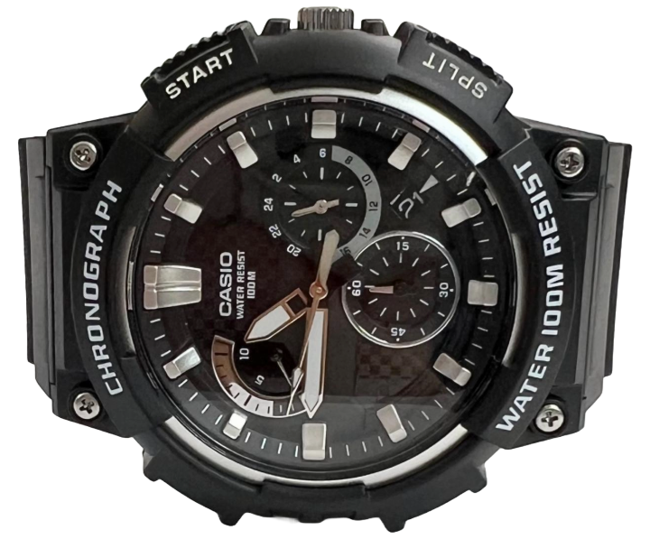 Casio MCW-200H Chronograph Black Analog Retrograde Resin Sports Men's ...