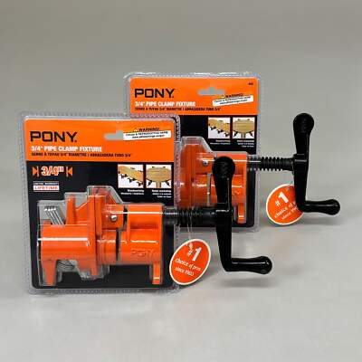 PONY (2 PACK) Classic Pipe Clamp Fixture Crank Cast Iron for 3/4" Black ...