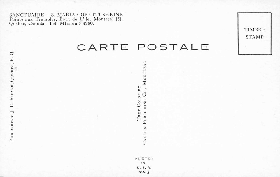 Postcard Canada Quebec Montreal S Maria Goretti Shrine Interior ...