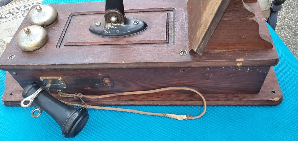Antique 1900s Kellogg Hand Crank Wood Wall Telephone Phone | eBay