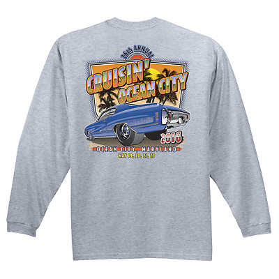 2016 Cruisin official classic car show t-shirt gray long sleeve Ocean ...