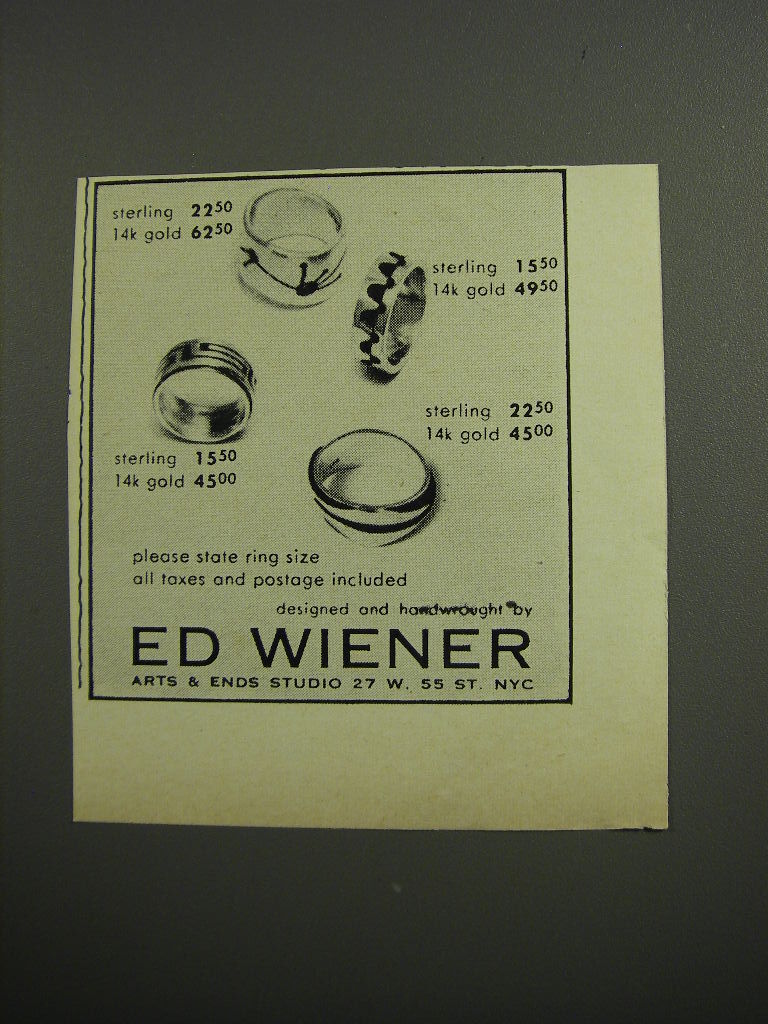 1953 Ed Wiener Jewelry Ad - Designed and Hand wrought by Ed Wiener | eBay