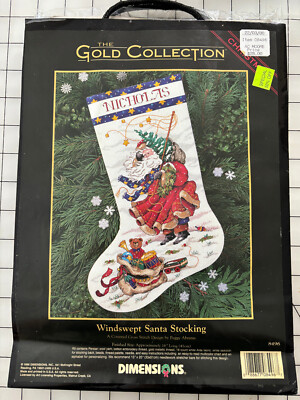 Dimensions Gold Collection - WINDSWEPT SANTA STOCKING Christmas Cross ...