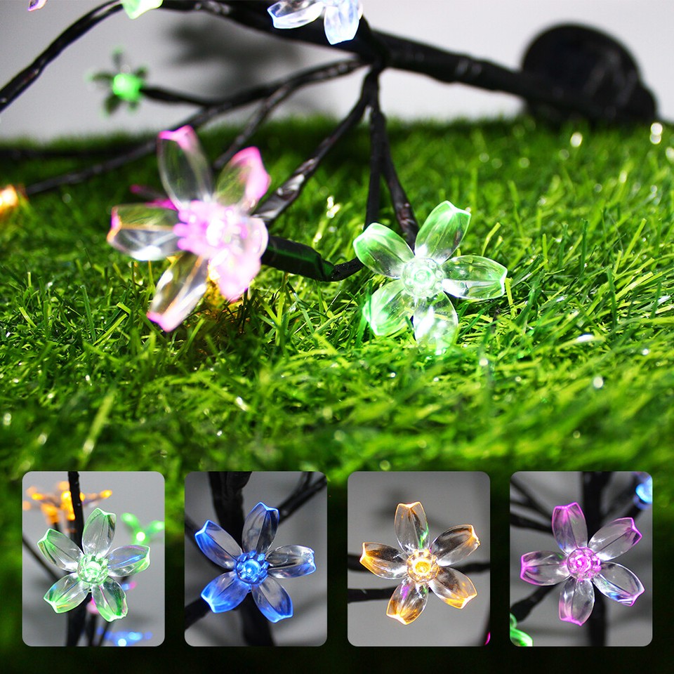 LED Solar Branch Flower Bloom Tree Stake Lights Outdoor Garden Patio ...