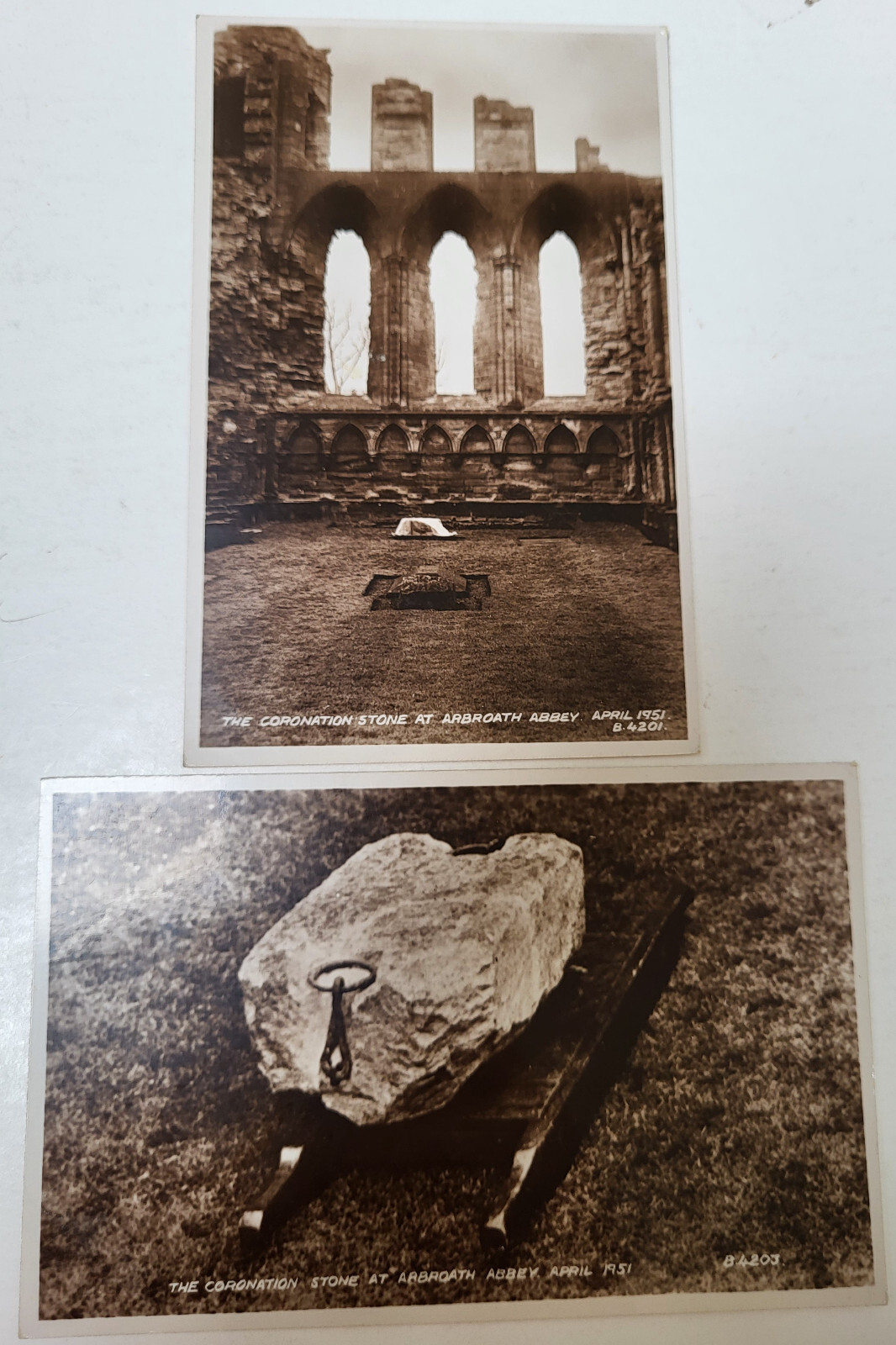 PR VTG RPPCs ARBROATH ABBEY SCOTLAND CORONATION STONE OF DESTINY APRIL ...