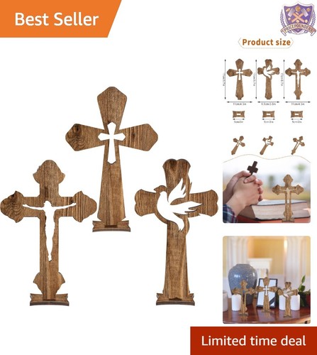24 Pcs Wooden Crosses 6.7x4.3 Rustic Table Decor for Baptism First ...
