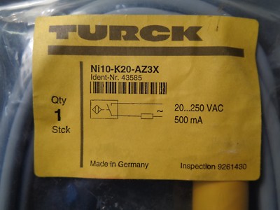 TURCK NI10-K20-AZ3X Inductive Prox 10mm Sensing Distance; 20mm Barrel ...