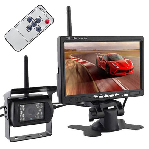 Wireless Backup IR Reverse Camera 7" LCD Monitor Kit for 12-24V Truck ...