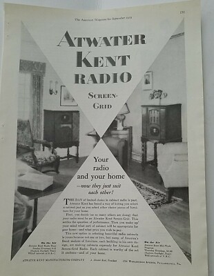 1929 Atwater Kent radio screen grid vintage original ad | eBay