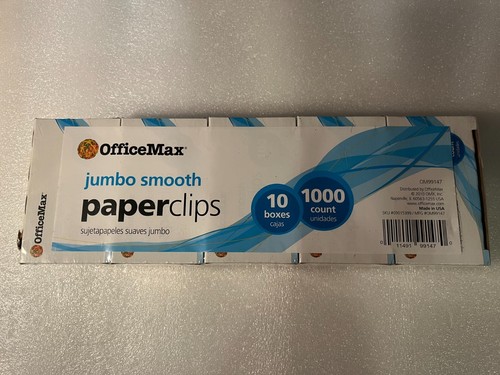 OfficeMax Jumbo Smooth Paperclips 2", Pack Of 10 Boxes, 100 Per Box ...