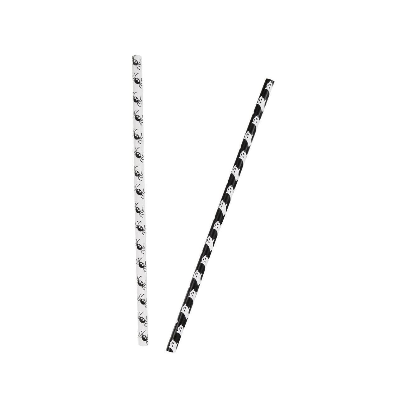 Unique Party Paper Ghost Halloween Disposable Straws (Pack of 10 ...