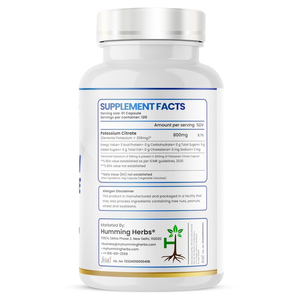 Potassium Citrate 800 mg 306 mg Elemental Potassium – Electrolyte pH ...